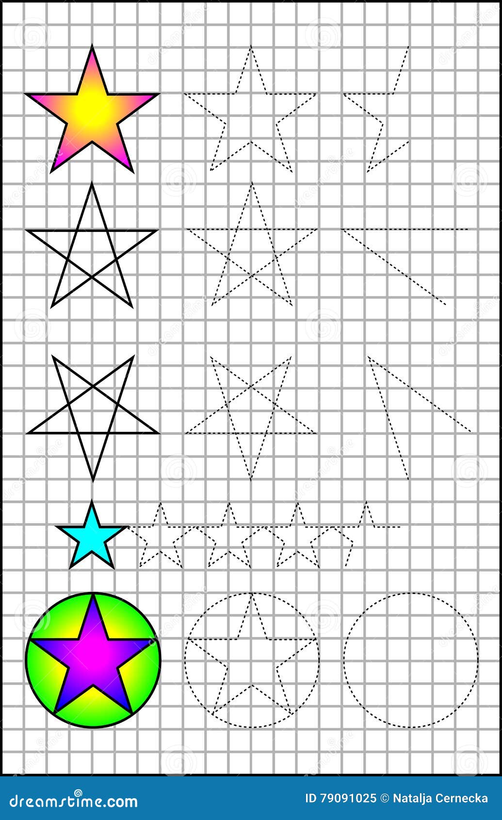 Educational Page with Exercises for Children on a Square Paper. Stock ...