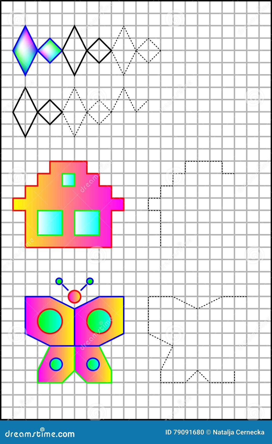 Educational Page with Exercises for Children on a Square Paper. Stock ...