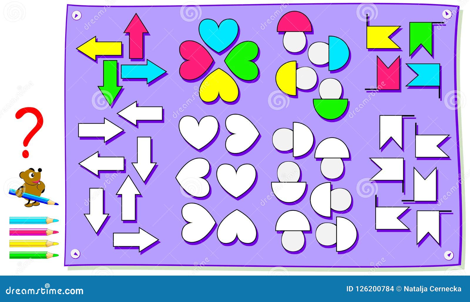 Educational Page for Kids. Need To Correctly Paint the Figures ...