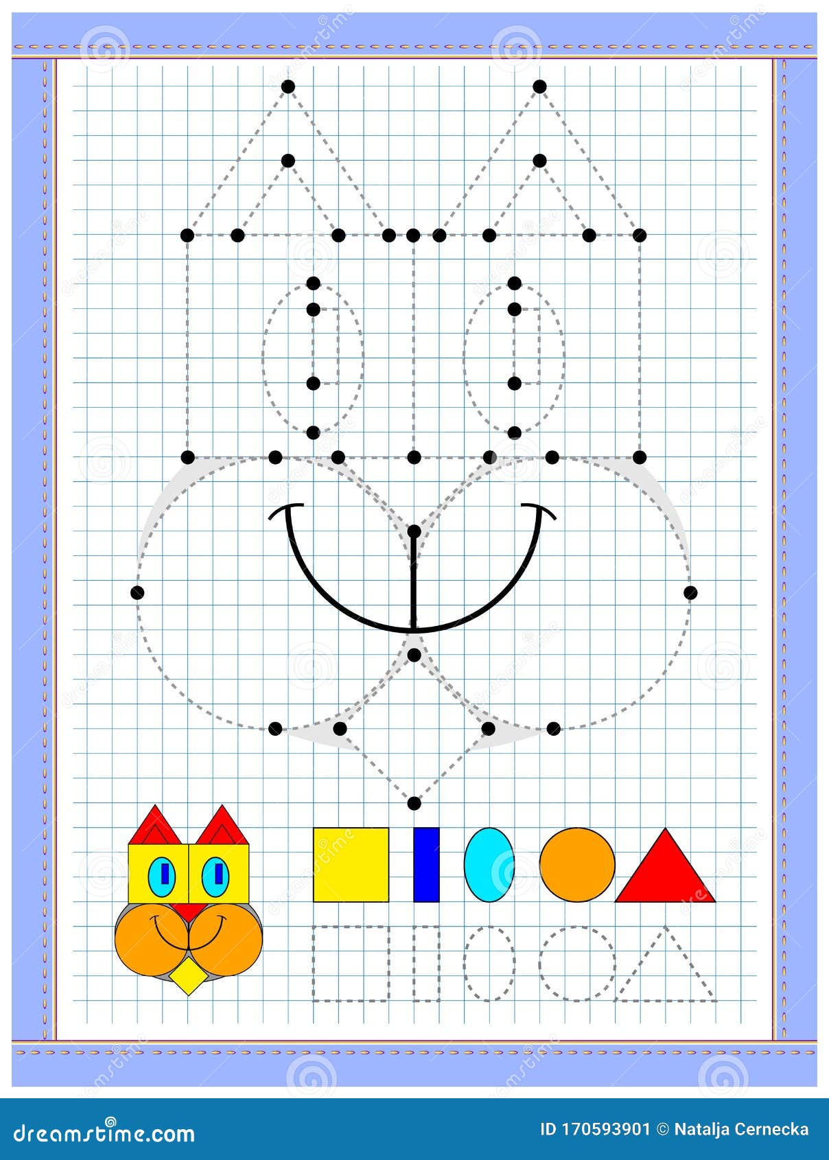 Educational Page for Kids To Study Geometrical Figures. Join Points and ...