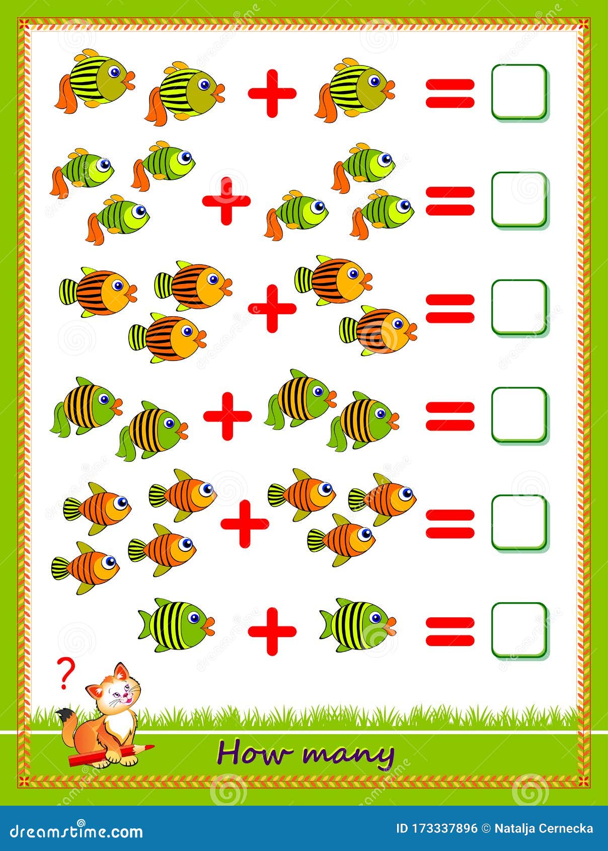 Educational Page For Little Children On Addition. Solve Examples, Count ...