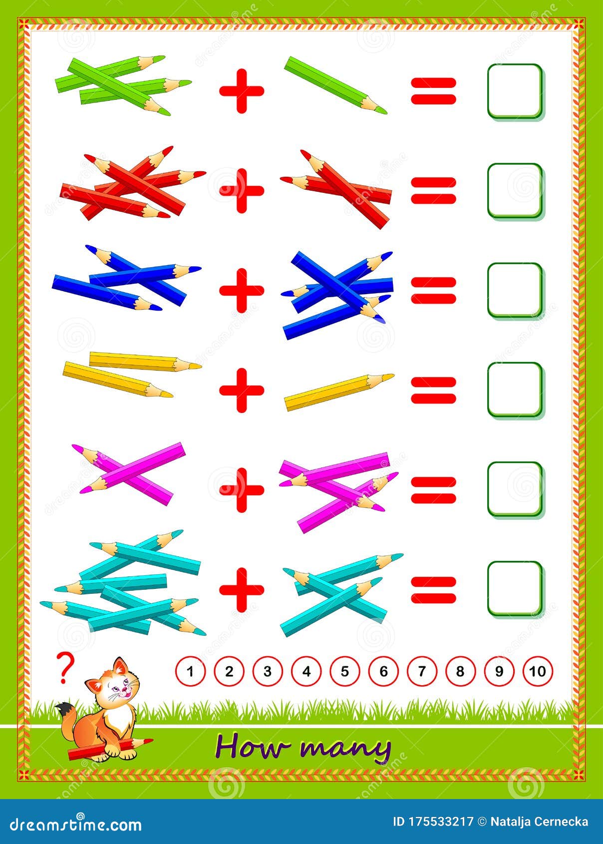 Educational Page for Little Children on Addition. Solve Examples, Count ...