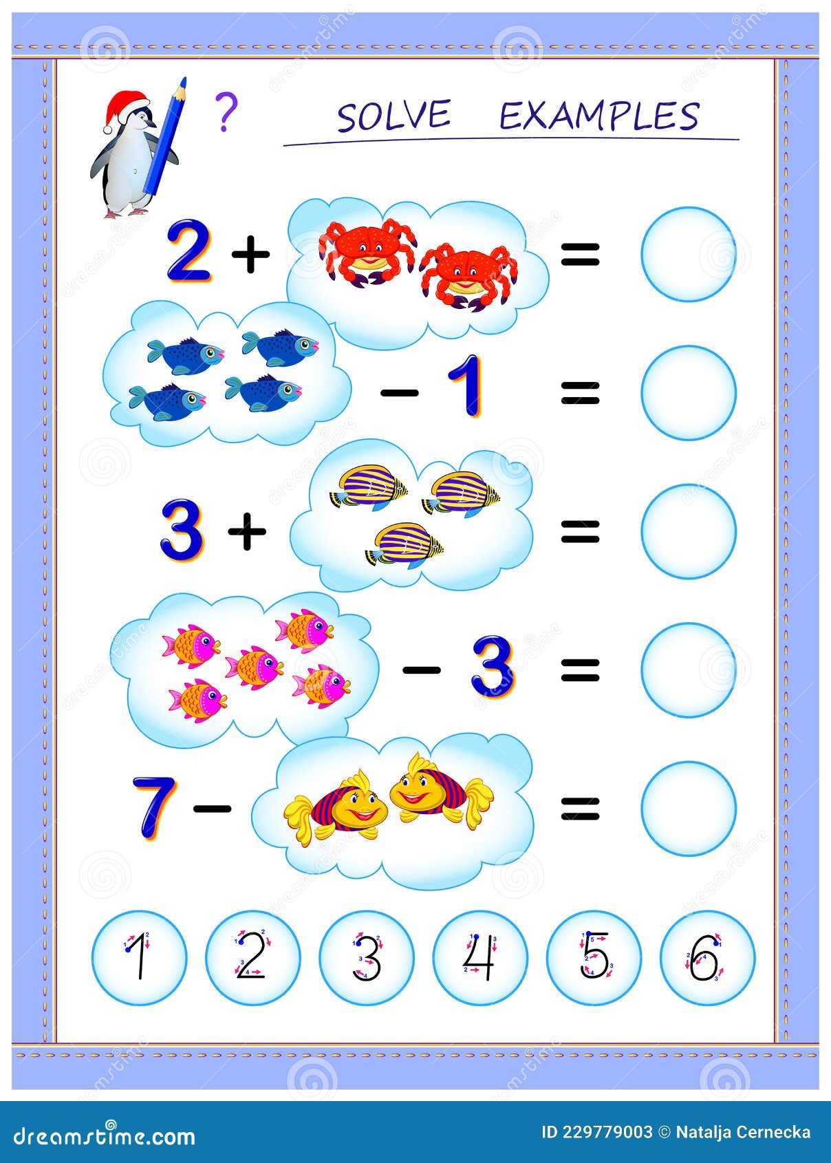 Educational Page For Little Children On Addition And Subtraction. Solve ...
