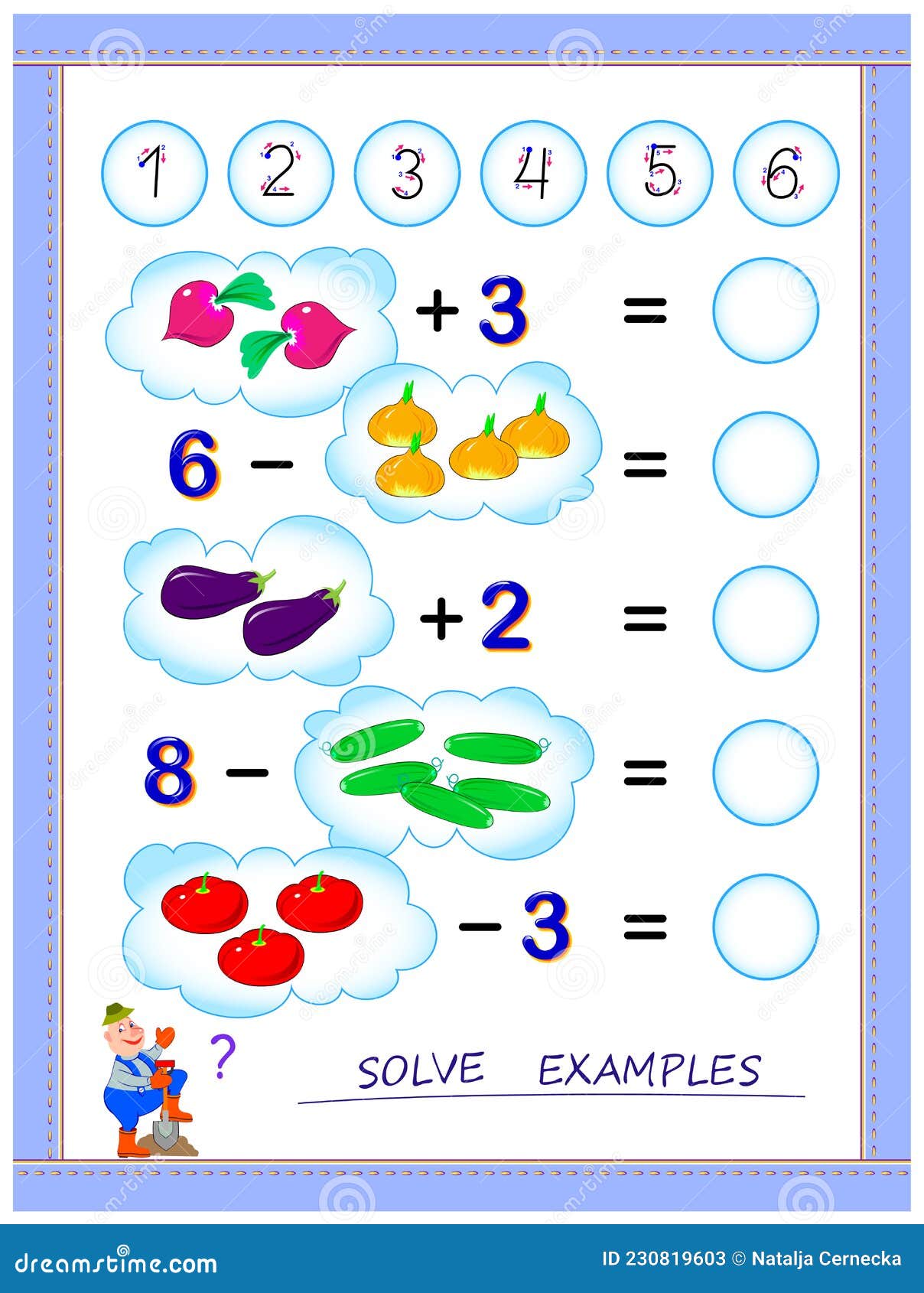 Educational Page for Little Children on Addition and Subtraction. Solve ...