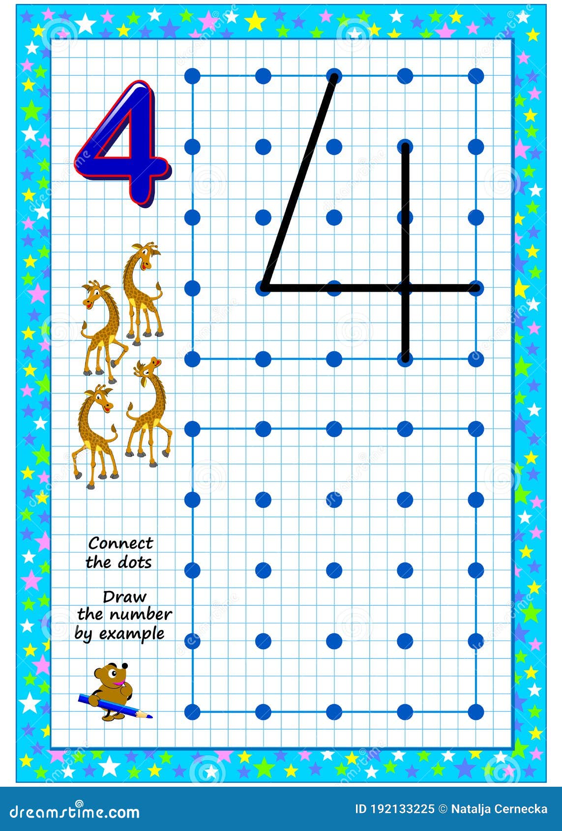 Educational Page for Little Children on Square Paper. Connect the Dots ...