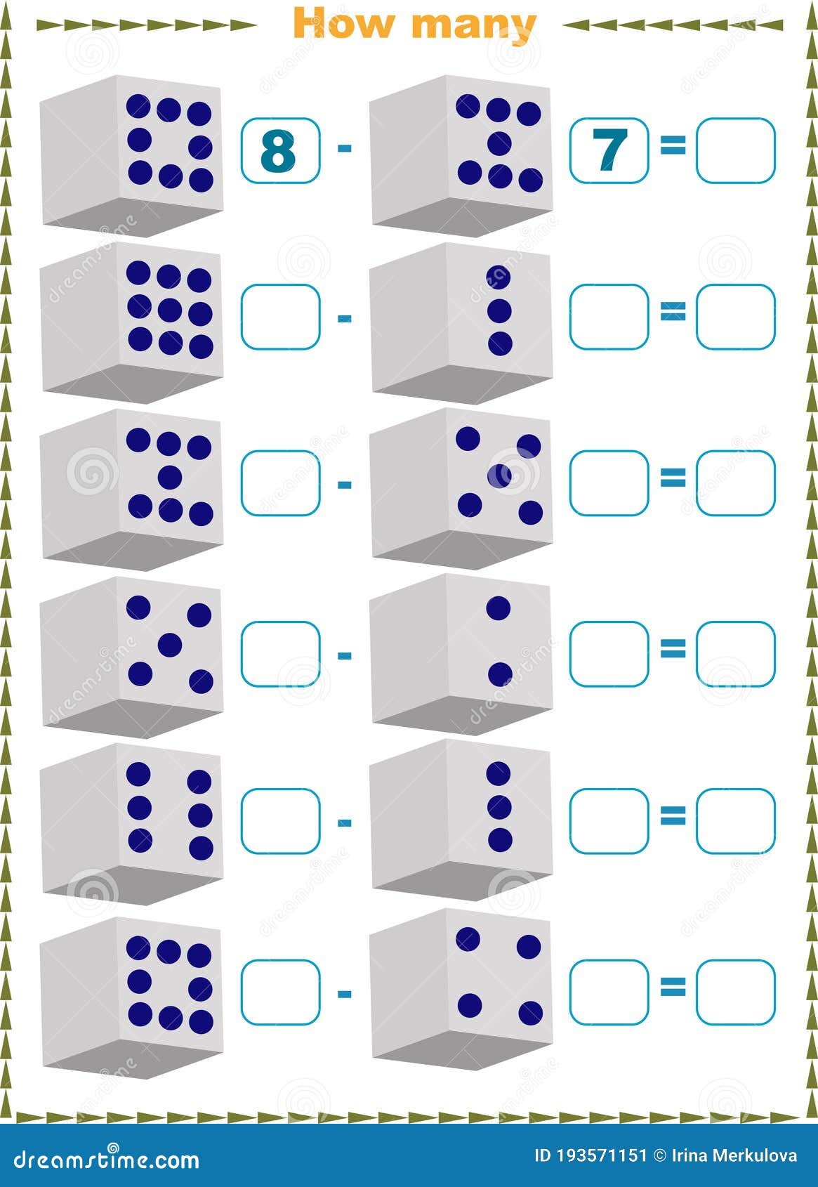 Educational Page with Math Examples for Kids. Count and Fill in Blank ...