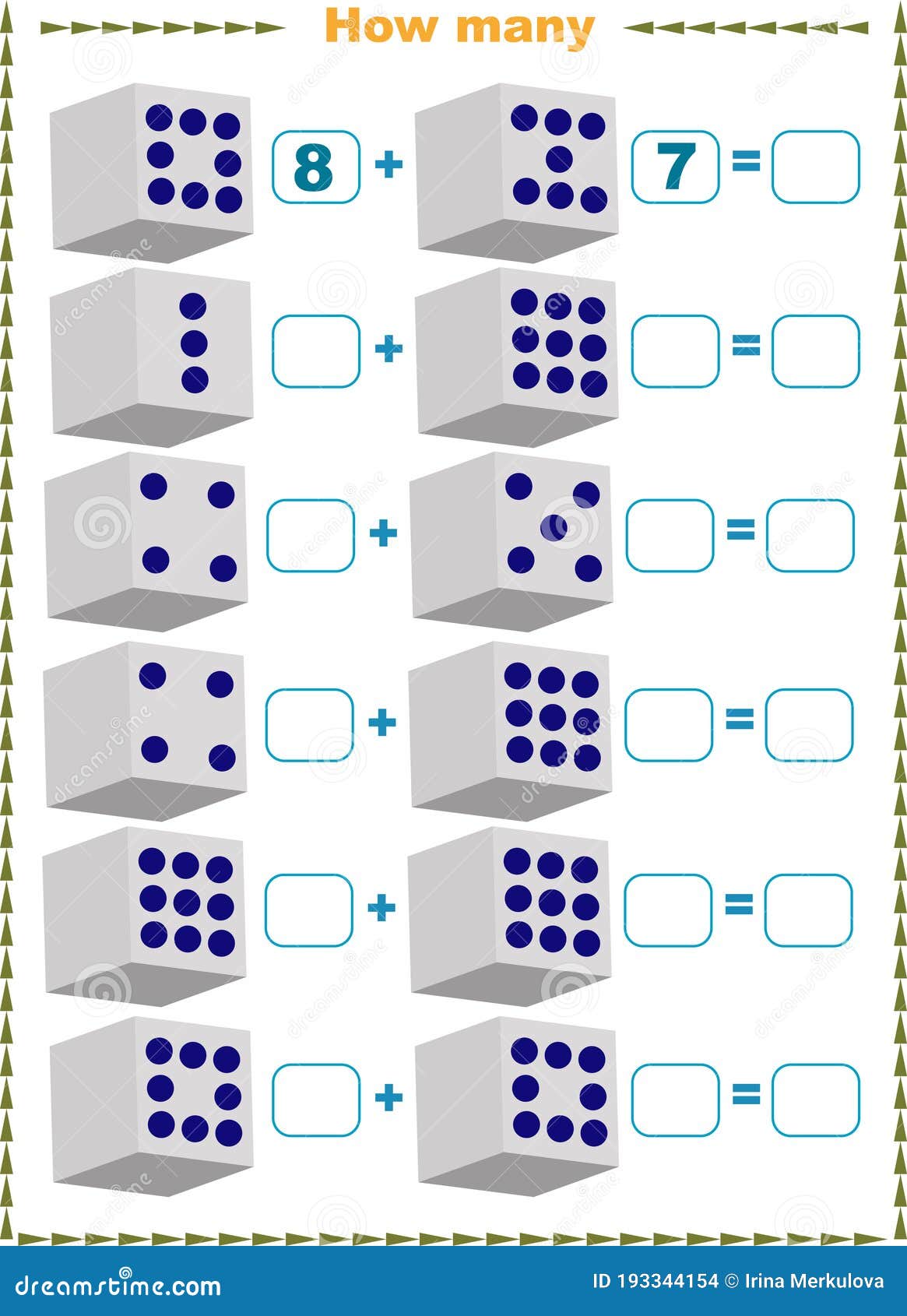 Educational Page with Math Examples for Kids. Stock Vector ...