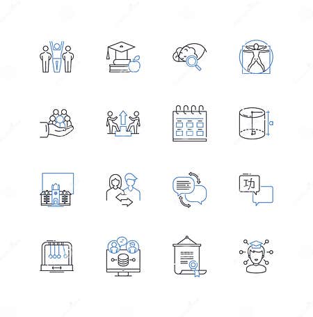Educational Pathway Line Icons Collection. Progression, Learning ...