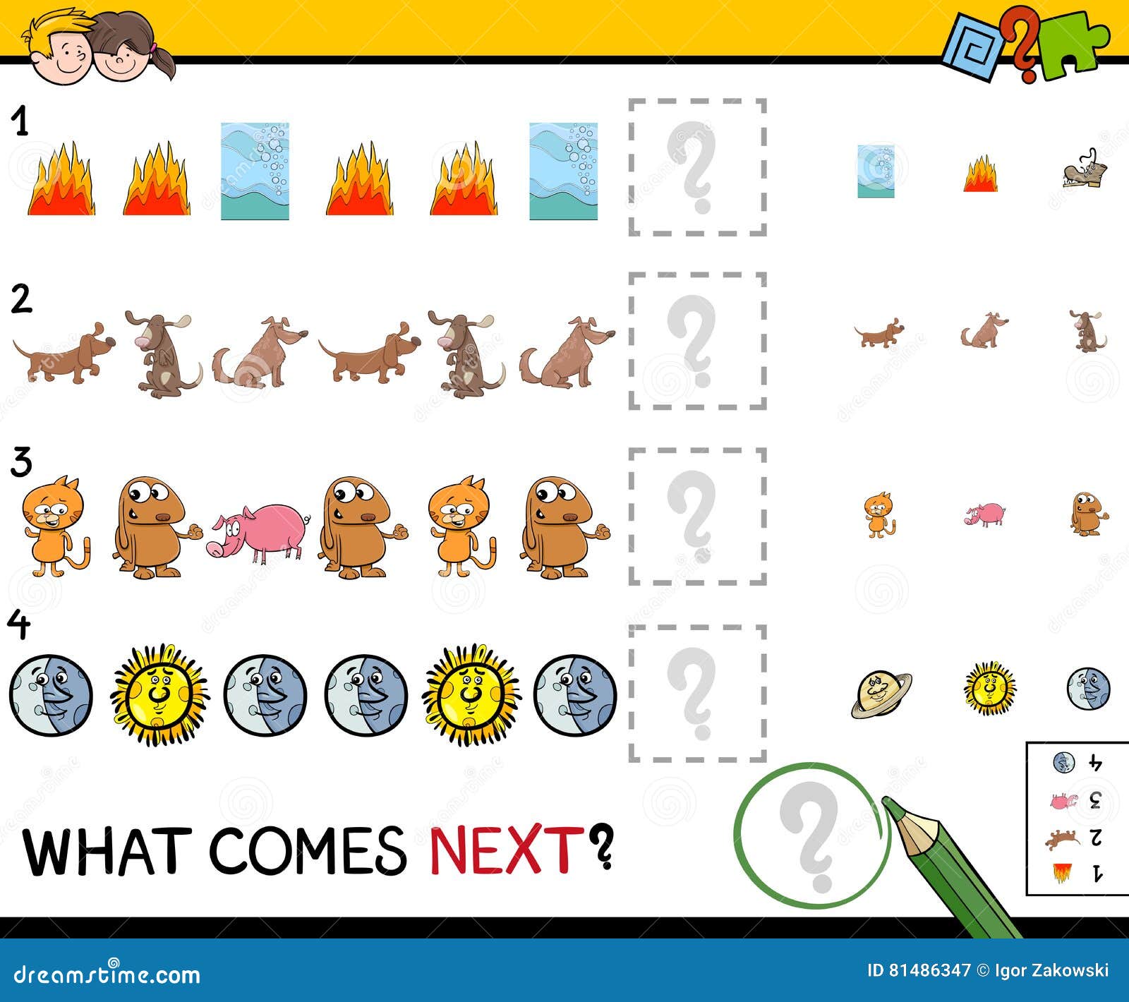 Completing The Pattern Educational Game For Preschool Children Royalty ...