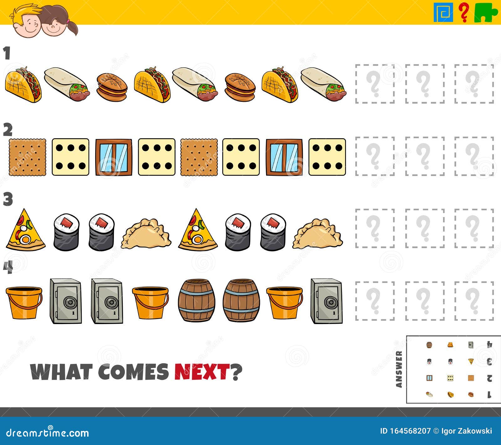 Educational Pattern Game for Kids with Food and Objects Stock Vector ...