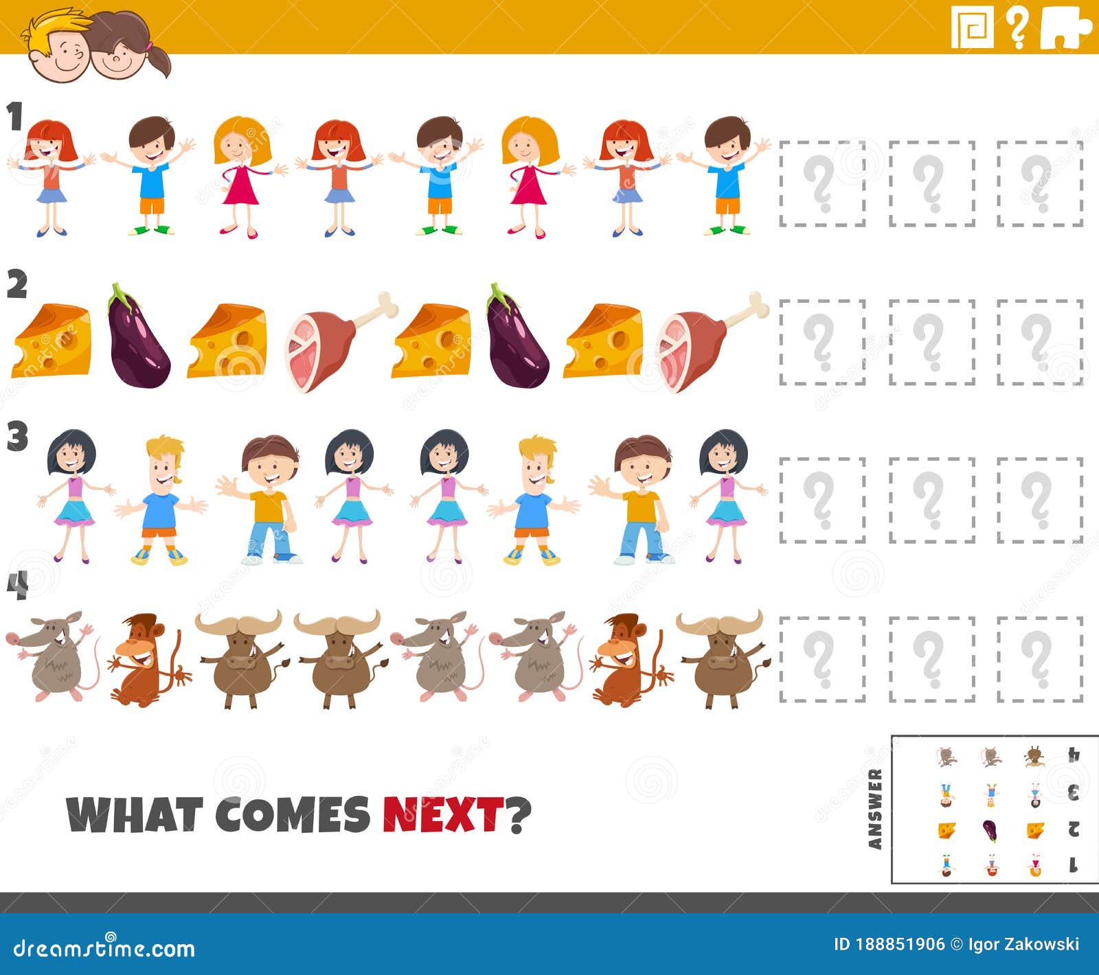 Educational Pattern Task for Preschool and Elementary Age Kids Stock ...