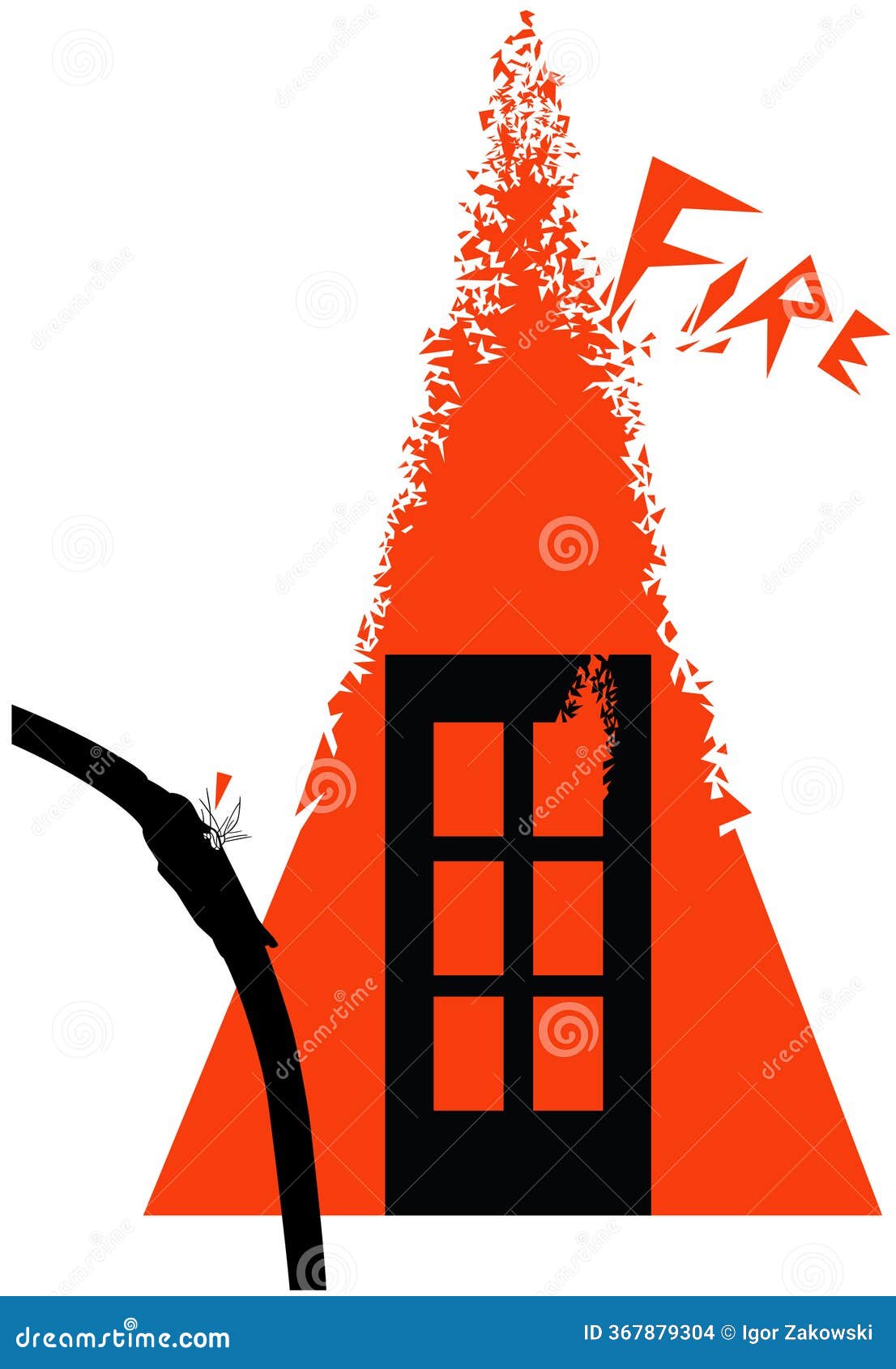 Faulty Electrical Outlet Sign, Home Fire Hazard Cartoon Vector ...