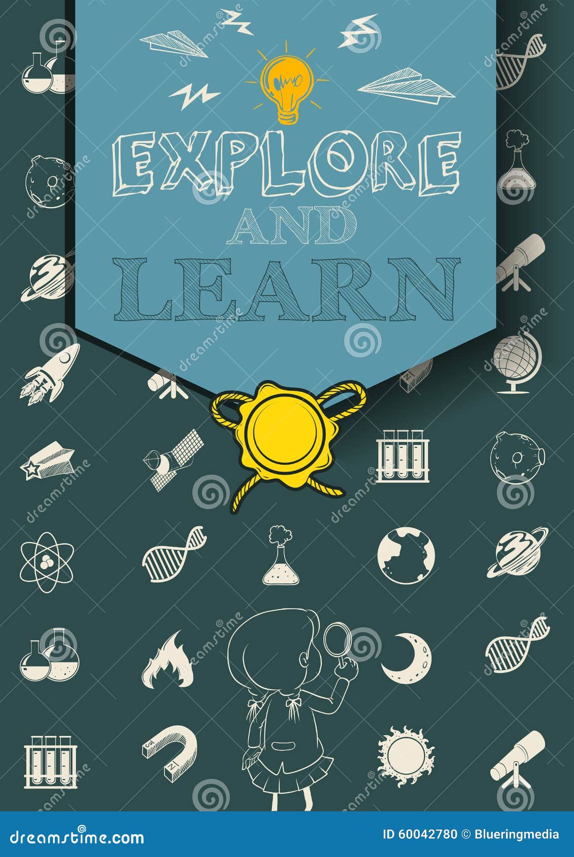 Educational Poster with Science Symbols Stock Vector - Illustration of ...