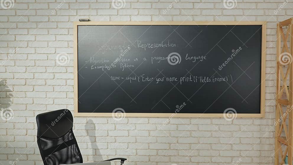 Educational Python Programming Example on Classroom Chalkboard Stock ...