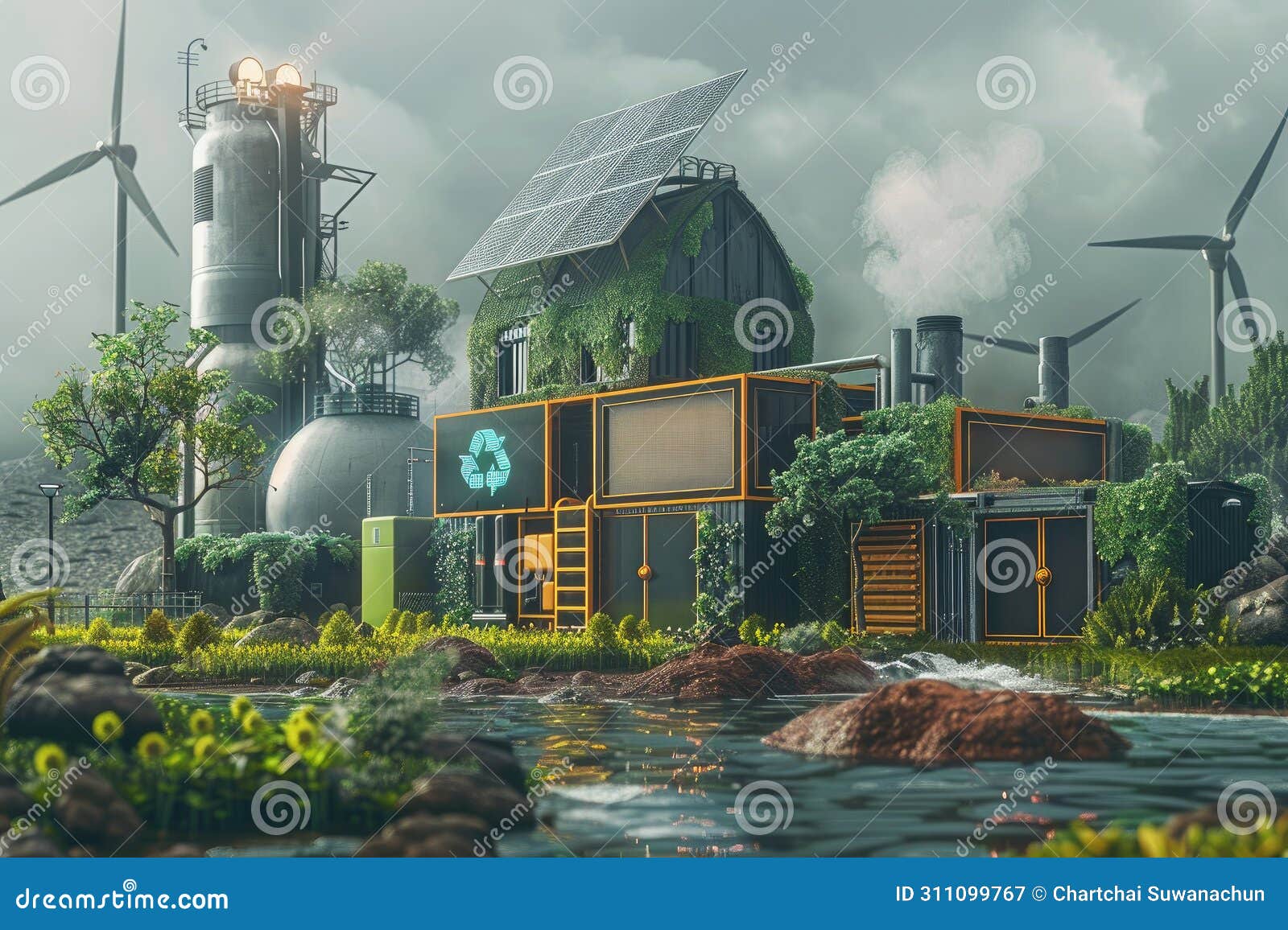Educational Scenes Showing the Process of Producing Green Hydrogen from ...