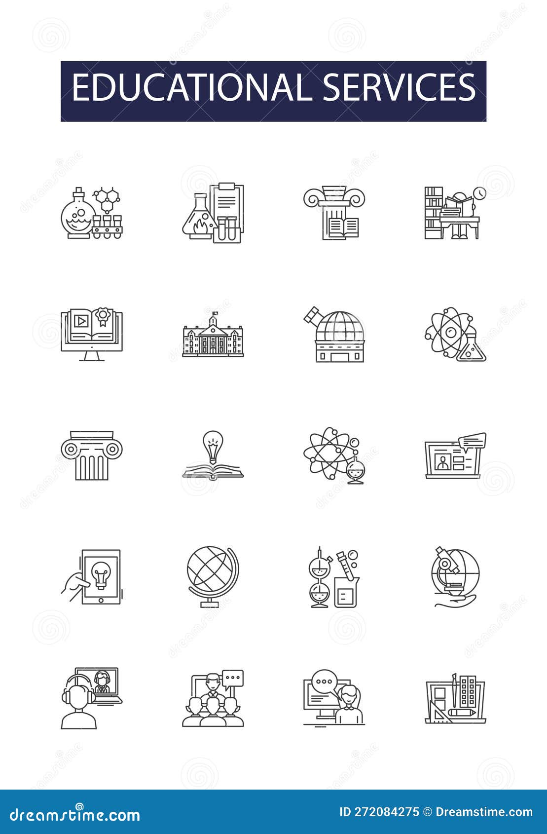 Educational Services Line Vector Icons and Signs. Teaching, Coaching ...