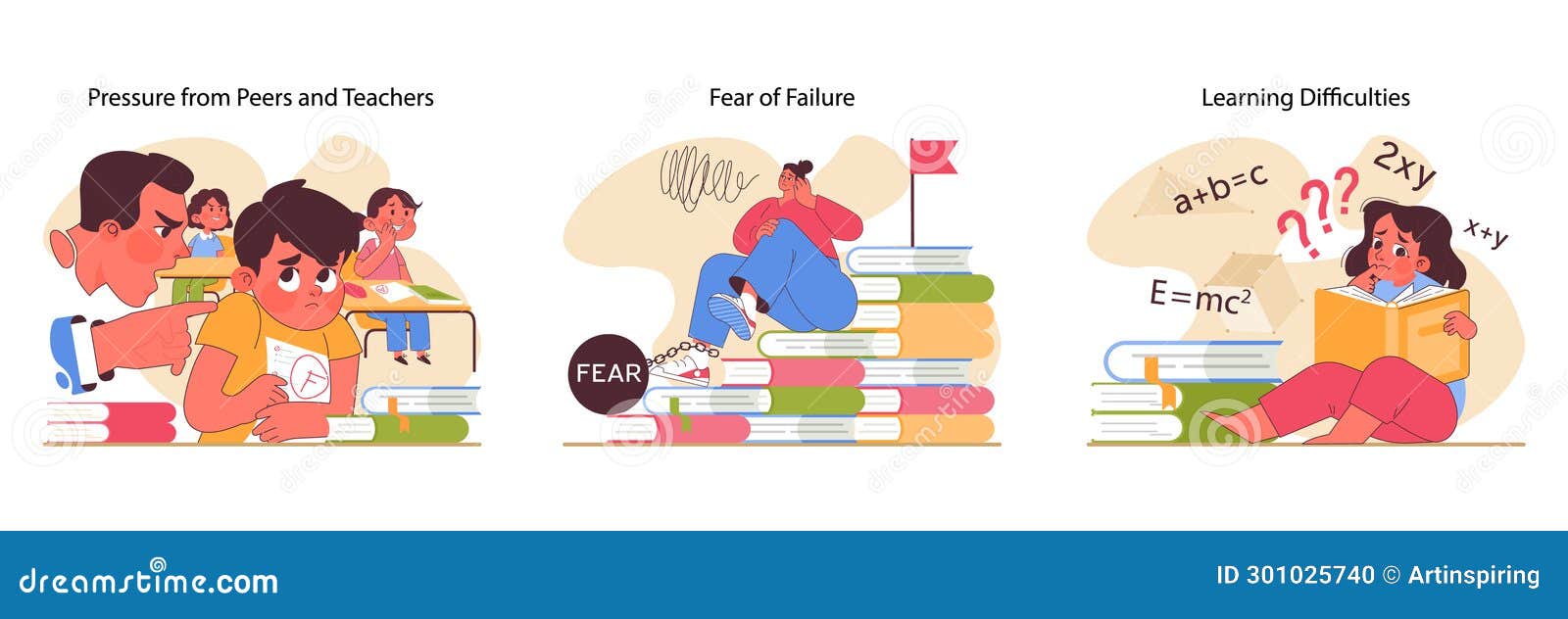 Educational Stress Concept. Flat Vector Illustration | CartoonDealer ...