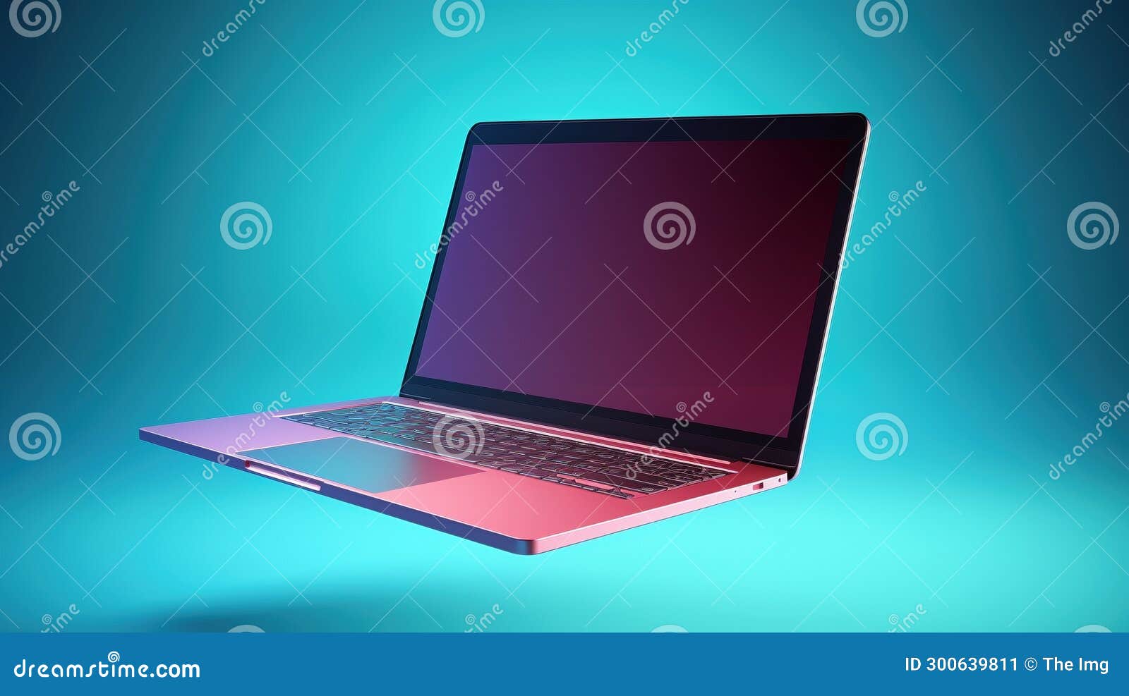 Floating Laptop Generating Electric Discharges On Dark Background Stock ...