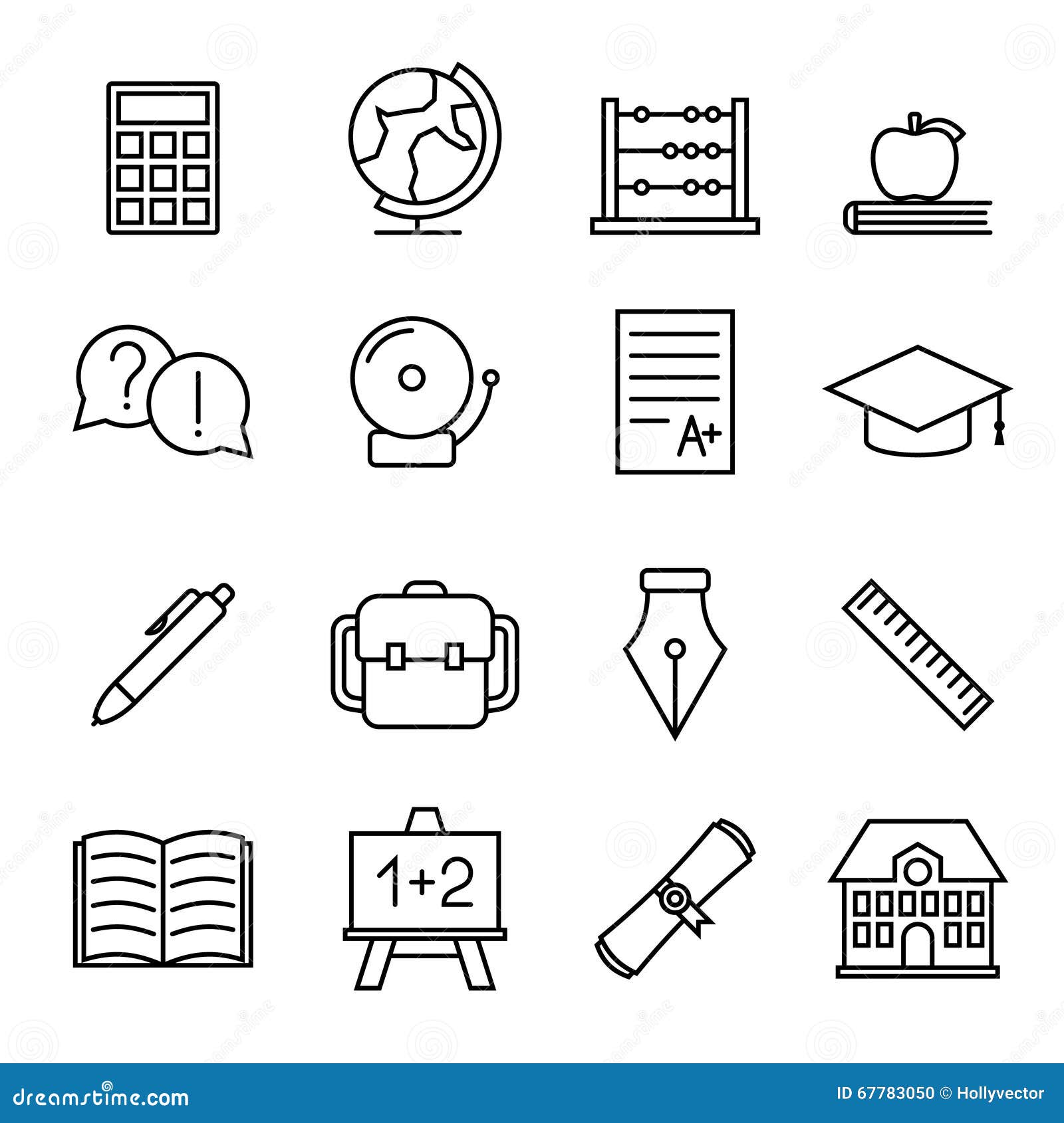 Study Line Icons Collection. Analyze, Memorize, Comprehend, Read, Learn ...