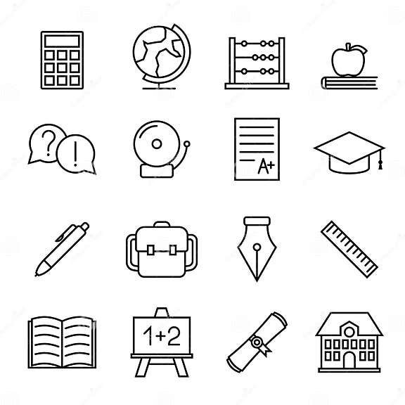 Educational Study Line Icons Stock Vector - Illustration of internet ...