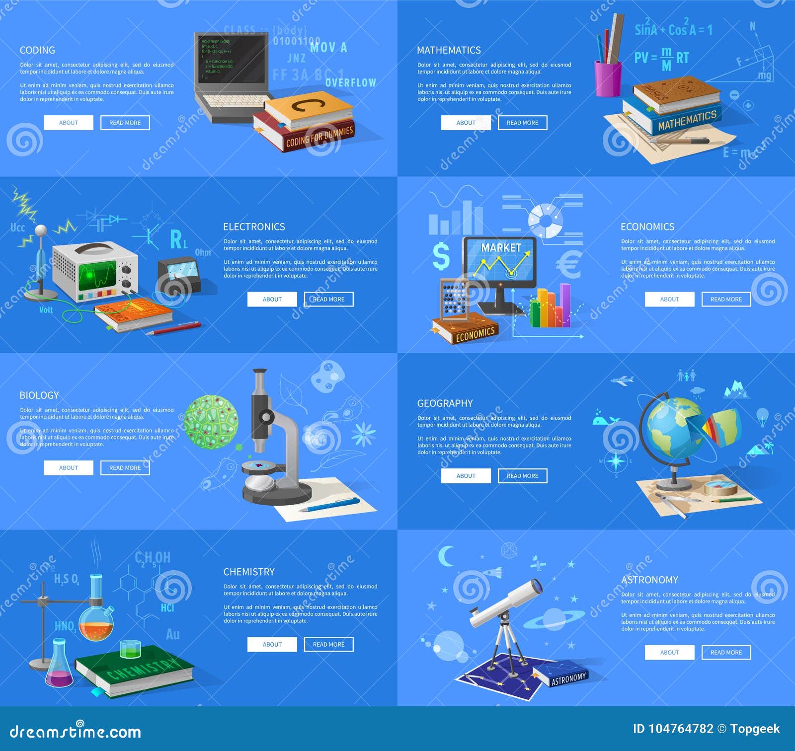 Educational Subjects Informative Internet Pages Stock Vector ...