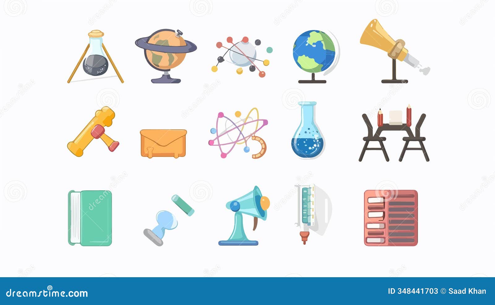 Set Of Subjects Of Science, Objects And Symbols Laid Out In The Form Of ...