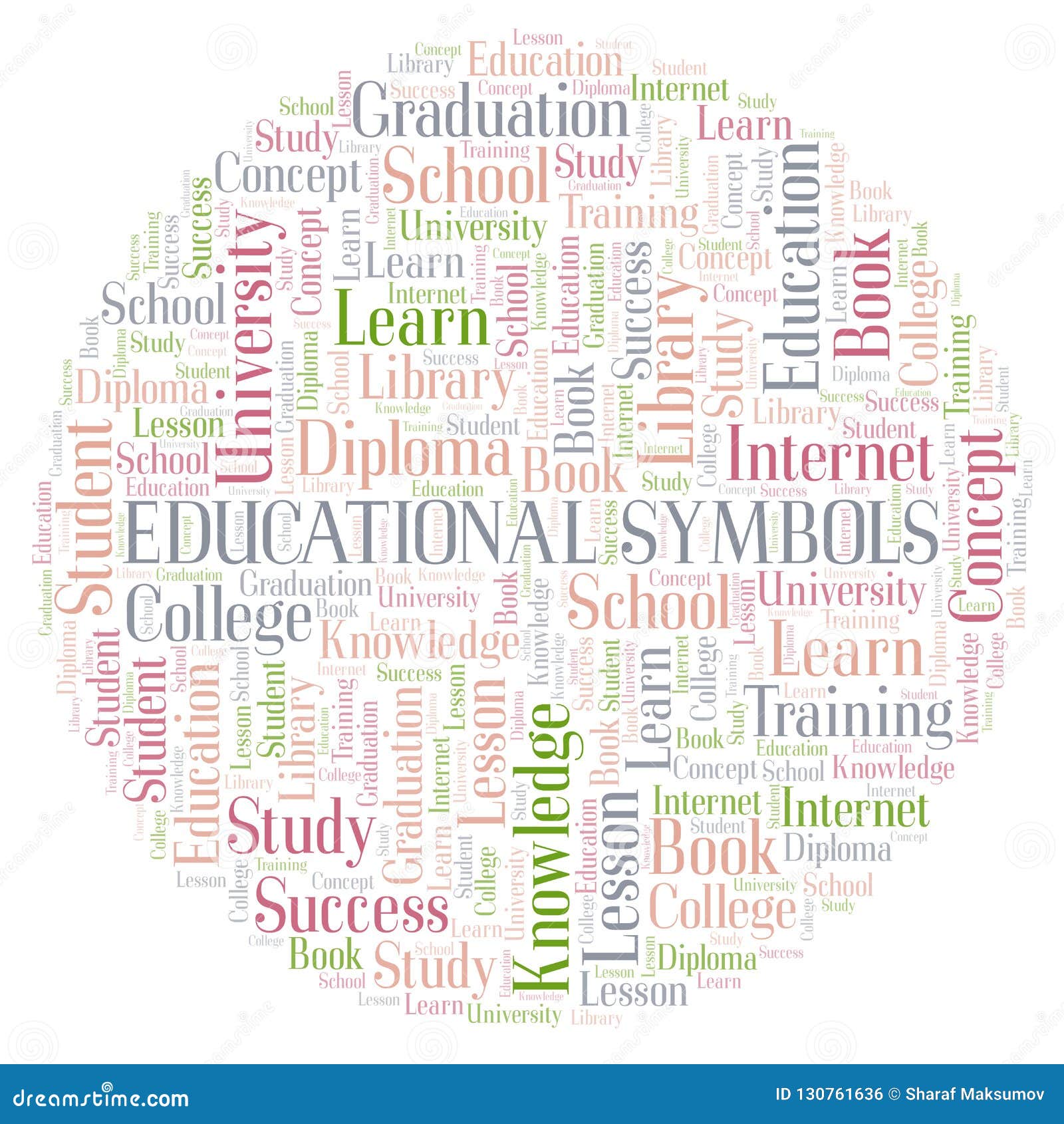 Educational Symbols Word Cloud. Stock Illustration - Illustration of ...