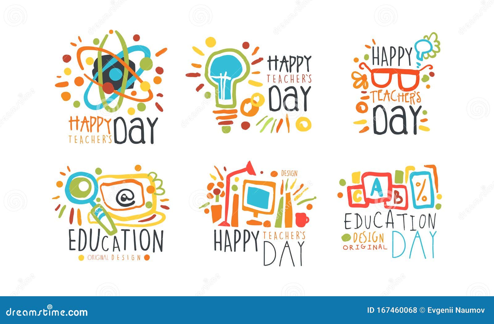 Educational and Teacher Day Labels and Badges Original Design Vector ...