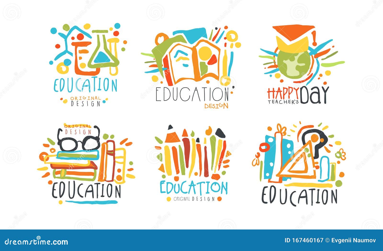 Educational and Teacher Day Labels and Badges Original Design Vector ...