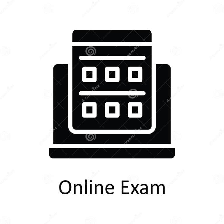 Online Exam Vector Solid Icon Design Illustration. Educational Technology Symbol on White ...