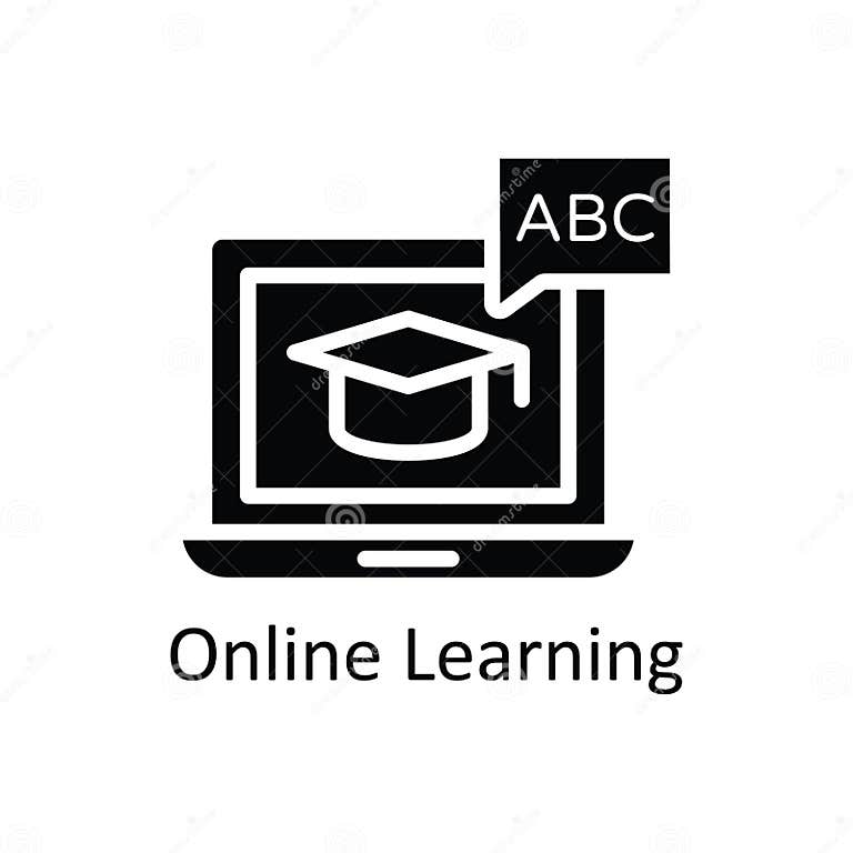 Online Learning Vector Solid Icon Design Illustration. Educational ...