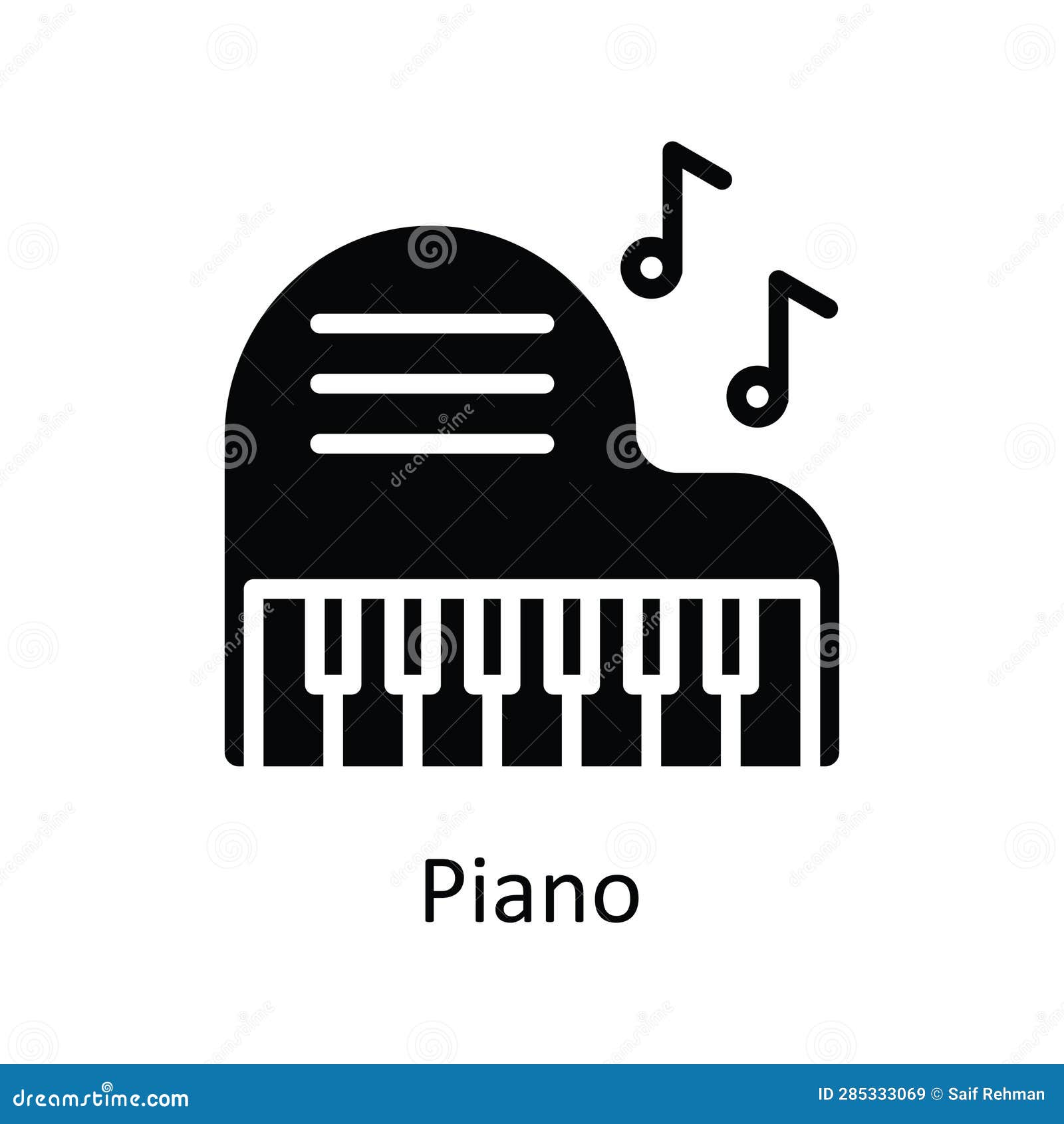 Piano Vector Solid Icon Design Illustration. Educational Technology ...