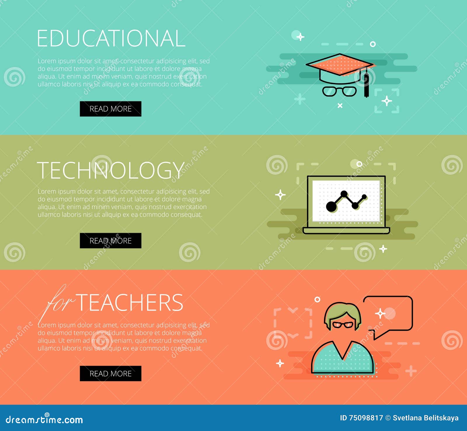 Educational Technology for Teachers. Vector Banners Set Stock ...