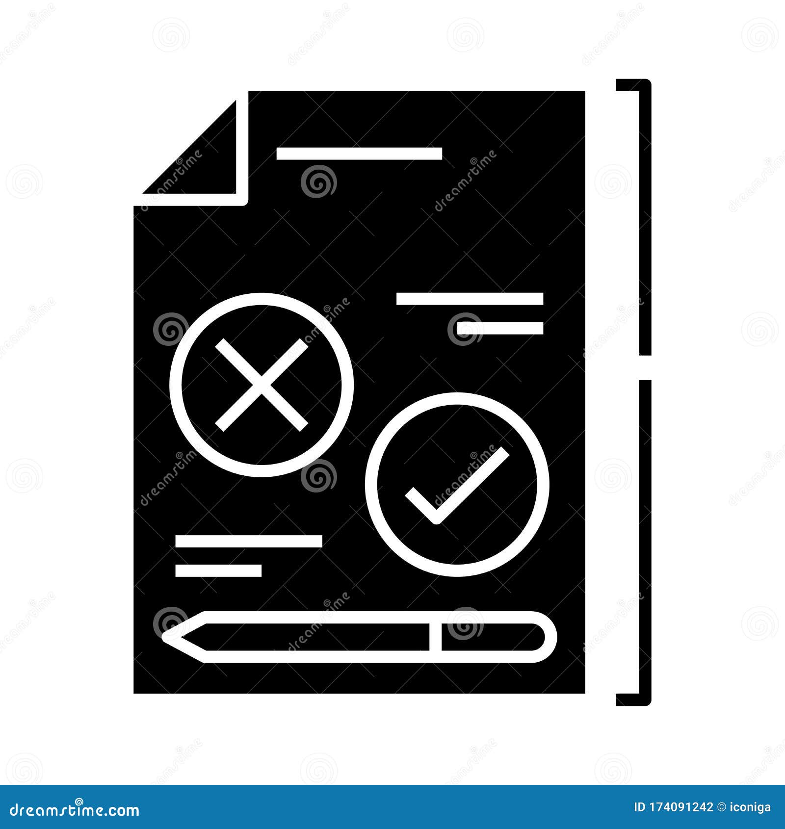 Educational Test Black Icon, Concept Illustration, Vector Flat Symbol ...
