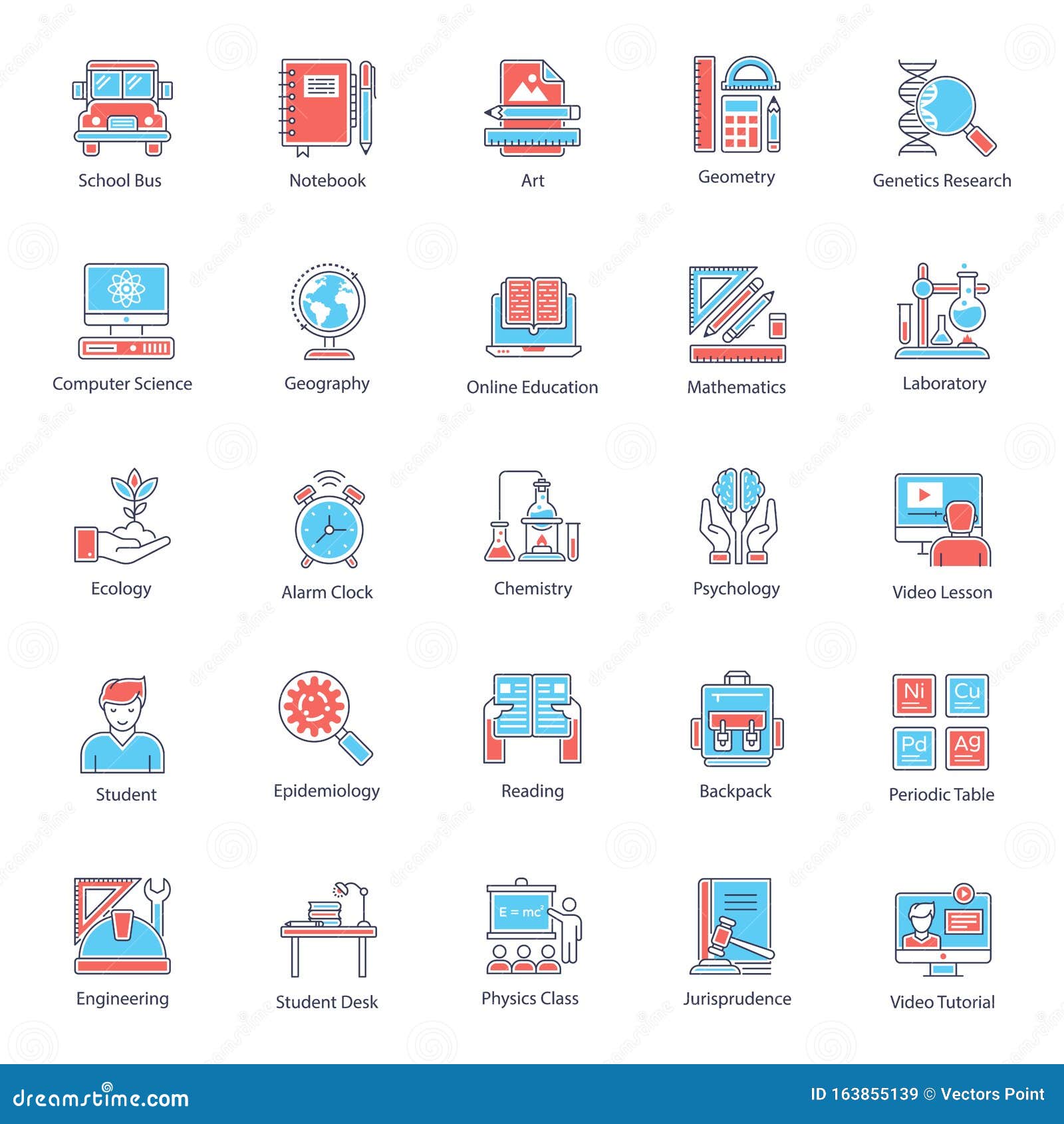 Educational Tools Flat Icons Pack Stock Illustration - Illustration of ...