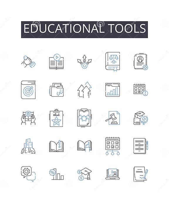 Educational Tools Line Icons Collection Algorithmic Automated