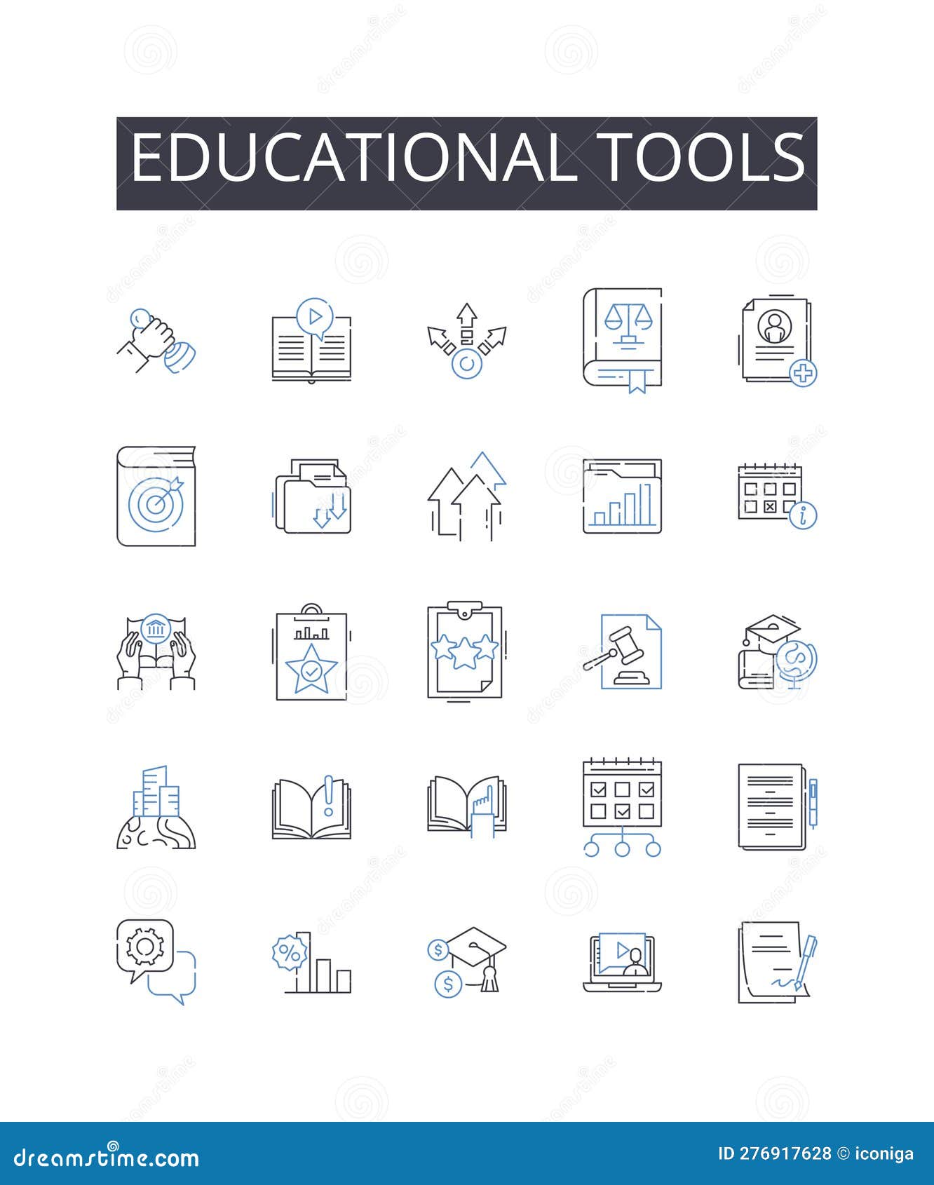 Educational Tools Line Icons Collection Algorithmic Automated Classification Clustering