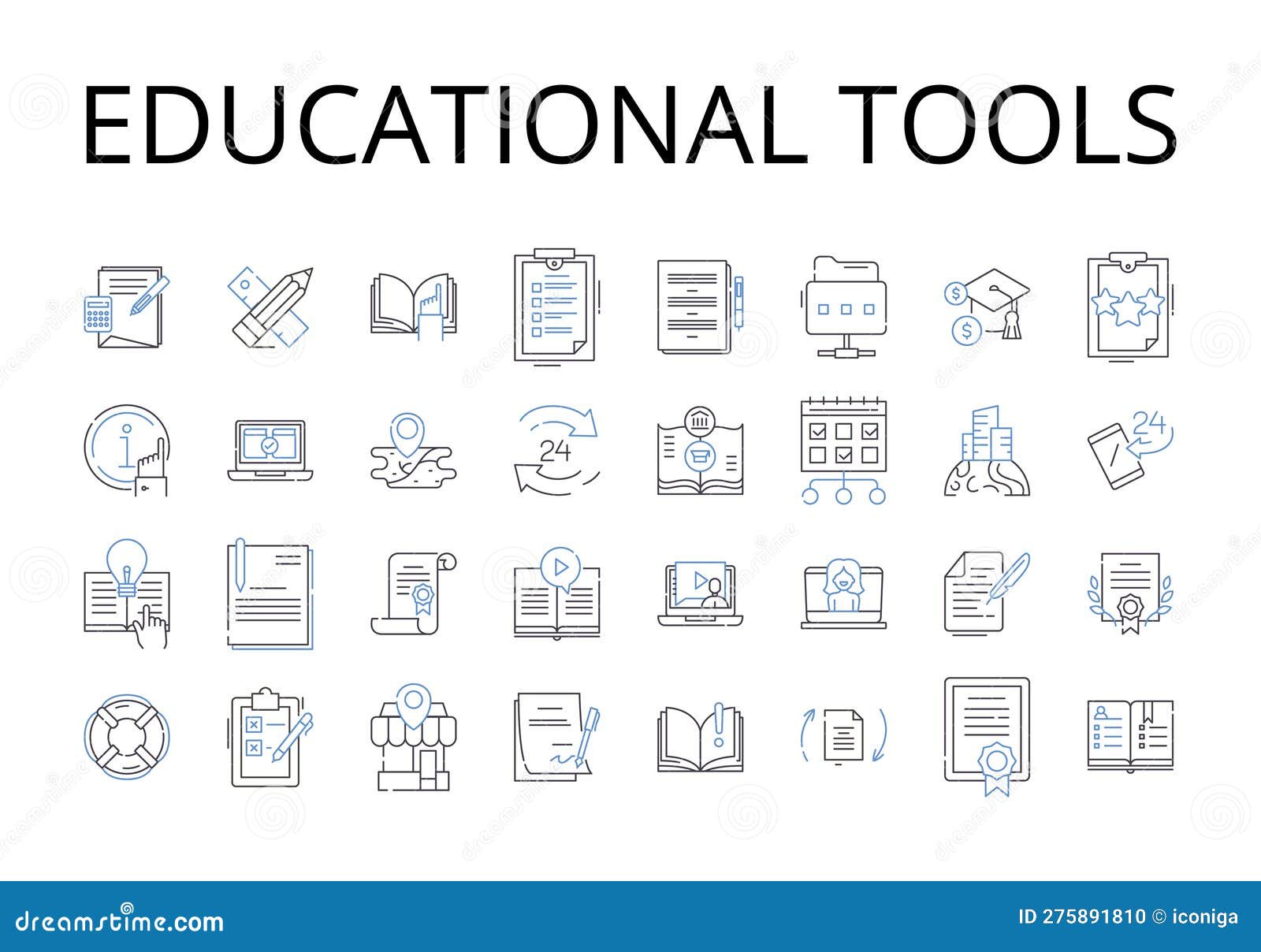 Educational Tools Line Icons Collection. Learning Aids, Academic ...