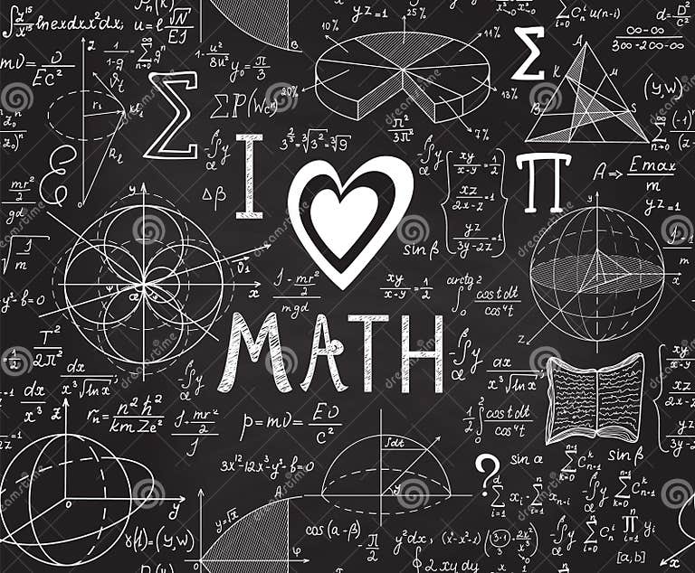 Educational Vector Seamless Pattern with Handwritten Word "Math ...