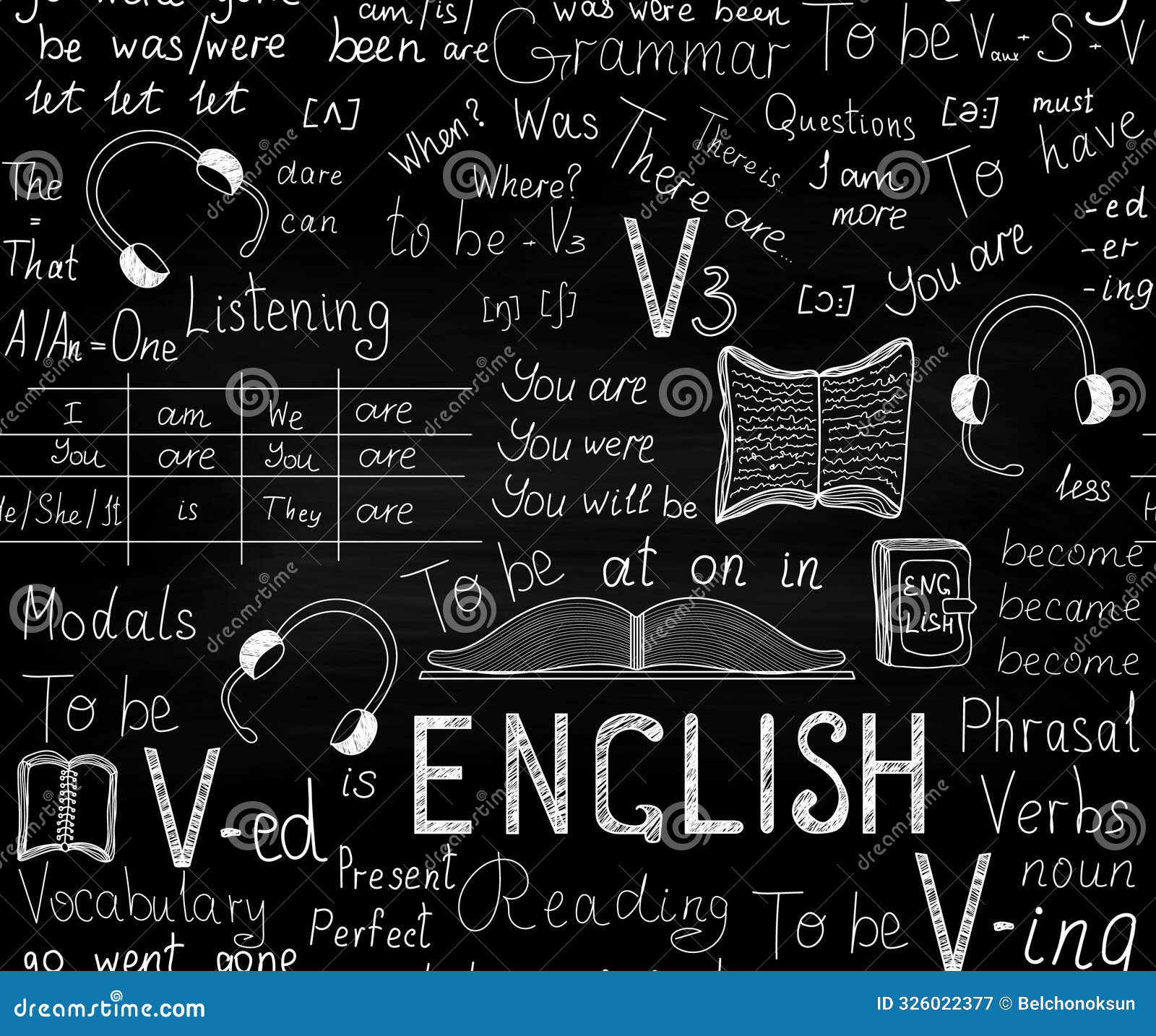 Educational Vector Seamless Pattern about Learning English Language ...