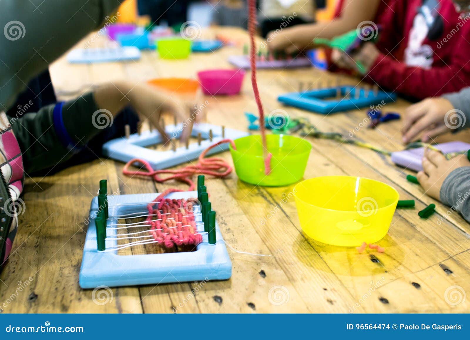 Educational Weaving and Knitting Activity. Stock Photo - Image of kids ...
