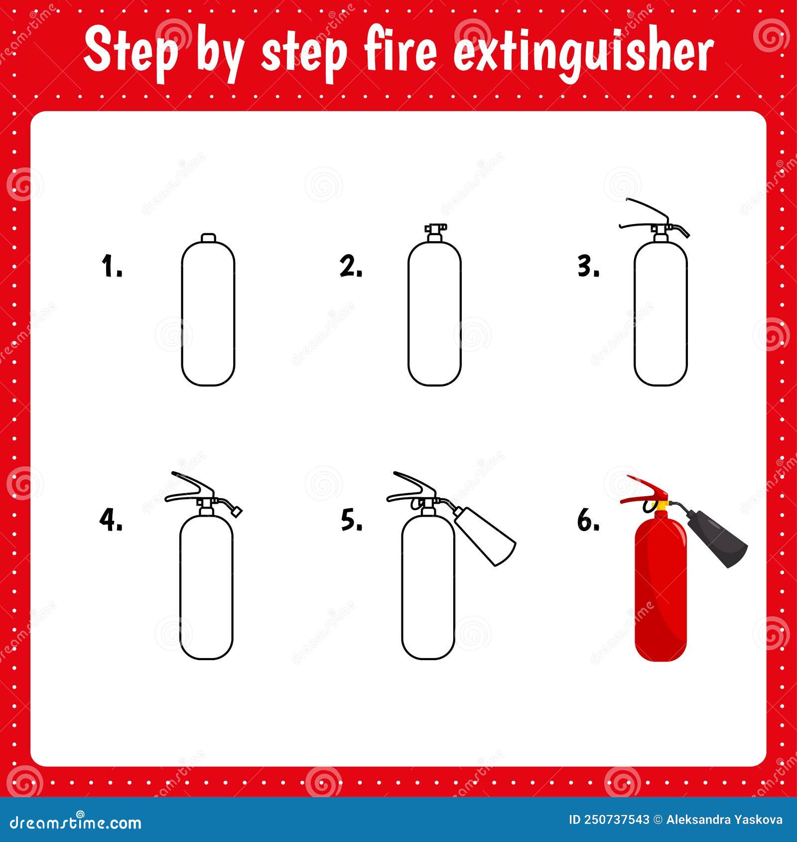 Educational Worksheet for Kids. Step by Step Drawing Illustration. Fire ...