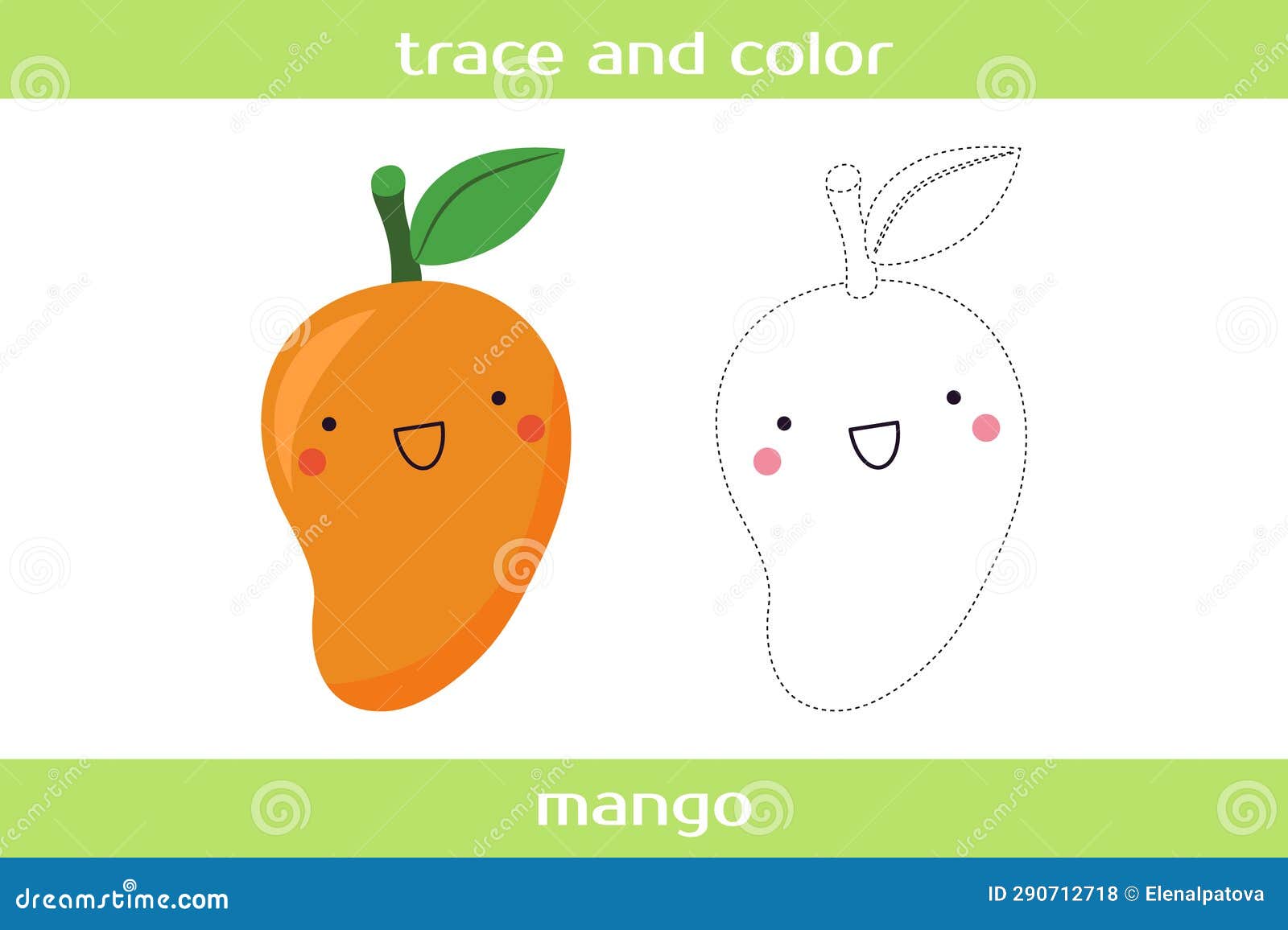 Educational Worksheet Trace and Color Stock Vector - Illustration of ...