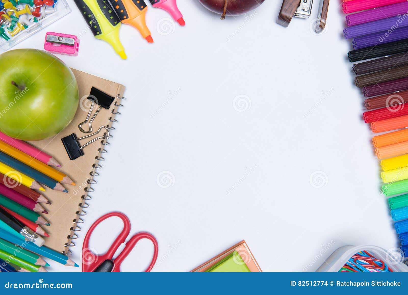 Educationschool Supplies on White Background Ready for Your Stock Photo ...