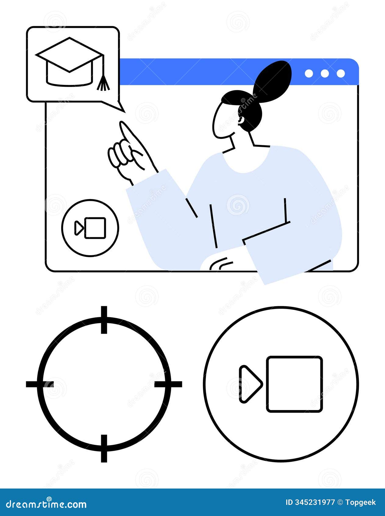 E-learning Platform Interface, Flat Design, Side View, Online Education ...