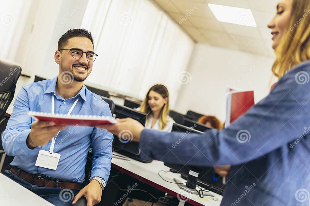 Educator and Student in Programming School Stock Image - Image of desk, computing: 283960555