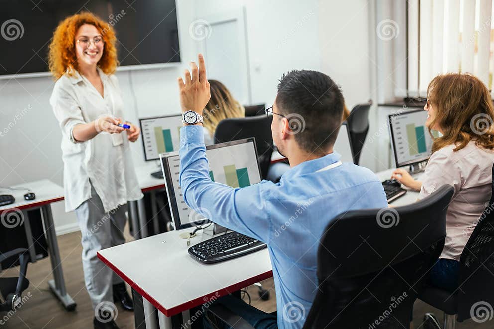 Educator and Students in Programming School Stock Image - Image of learning, university: 279565555