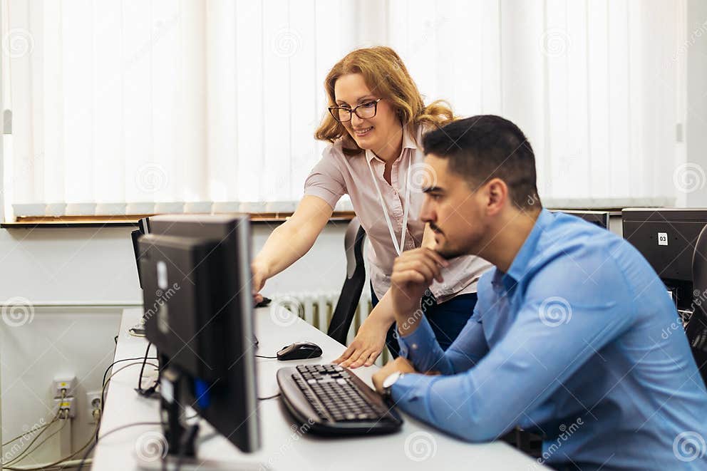 Educator and Students in Programming School Stock Photo - Image of ...
