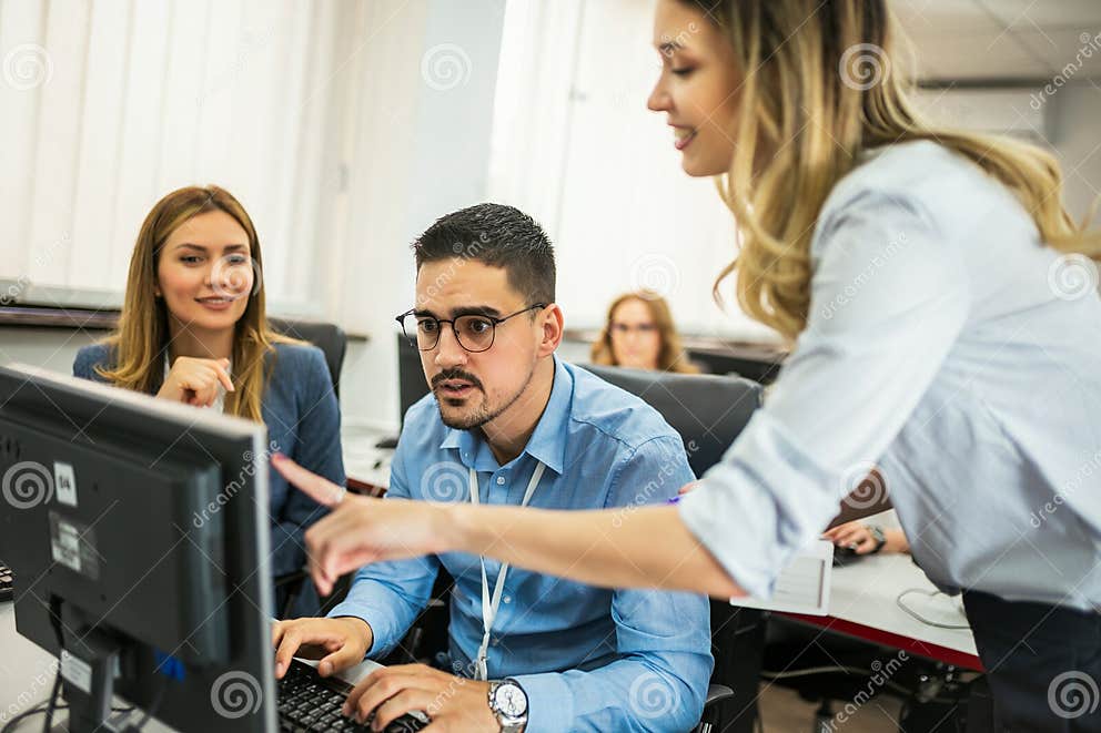 Educator and Students in Programming School Stock Photo - Image of university, looking: 279565904