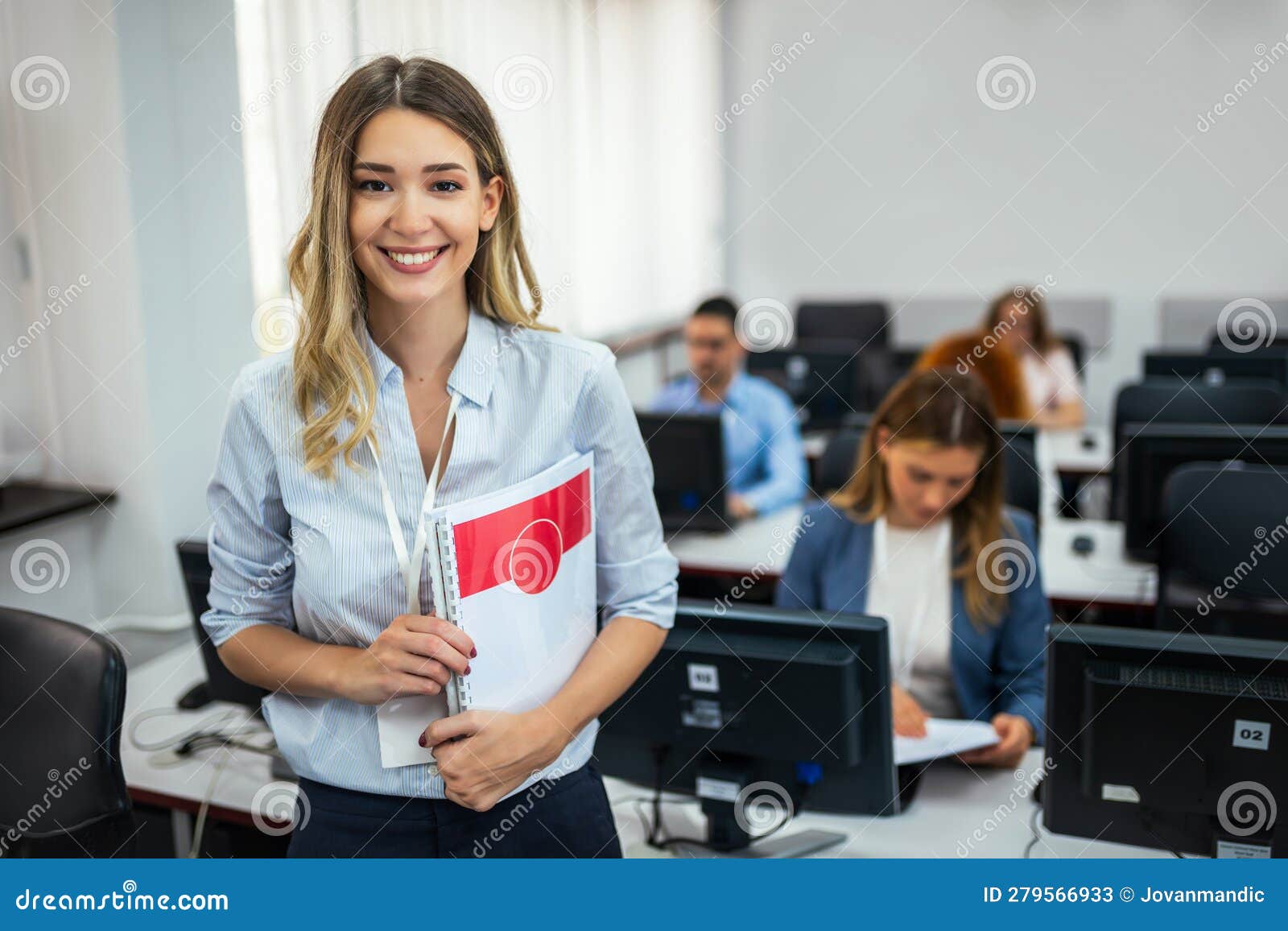 Educator and Students in Programming School Stock Image - Image of ...